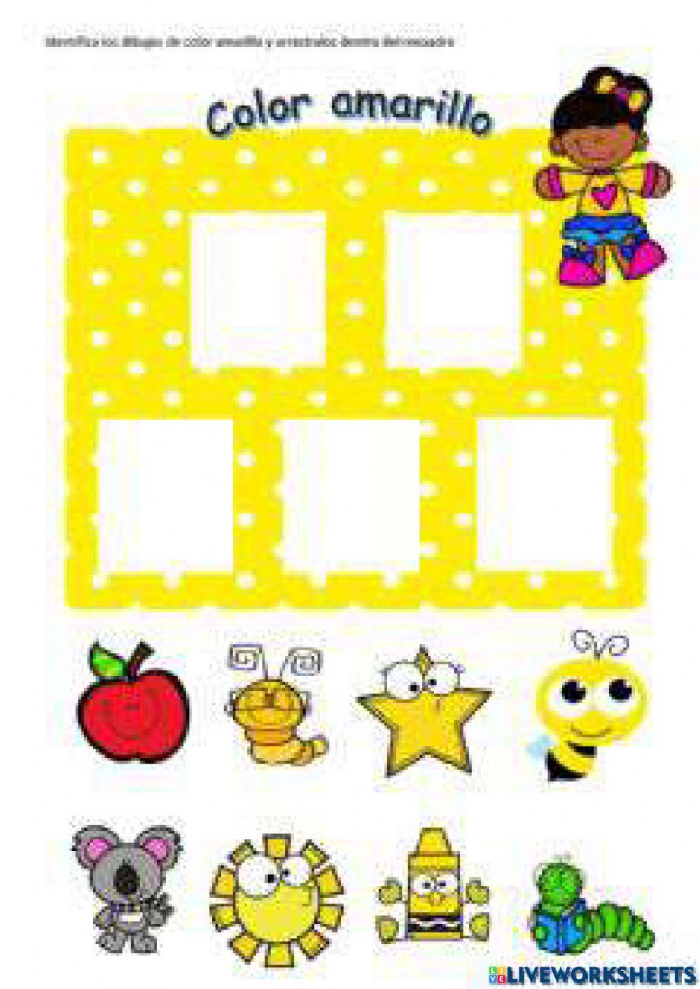 Color Amarillo worksheet for Inicial 1 | Live Worksheets