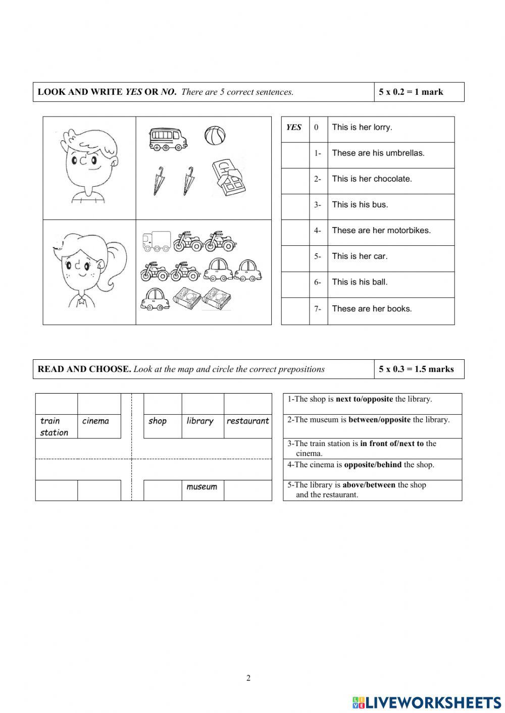 Written test (7) - kids 2 worksheet | Live Worksheets