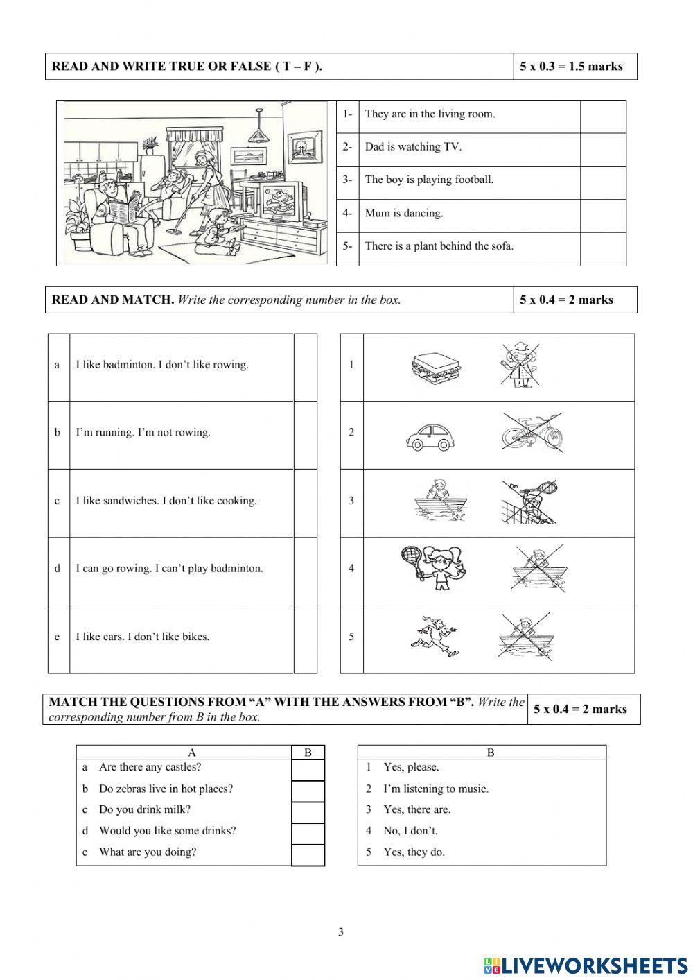 Written test (7) - kids 2 worksheet | Live Worksheets