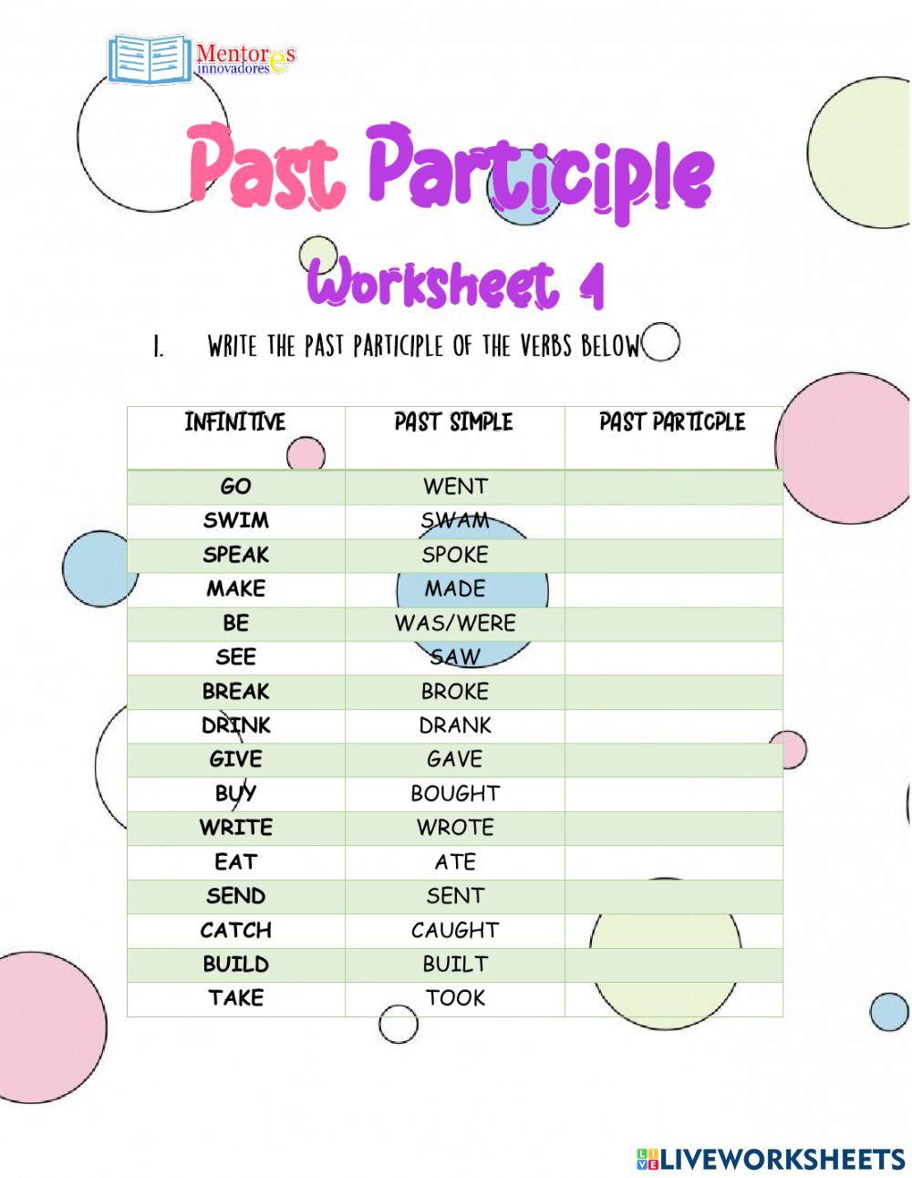 Mentores Past Participle worksheet | Live Worksheets
