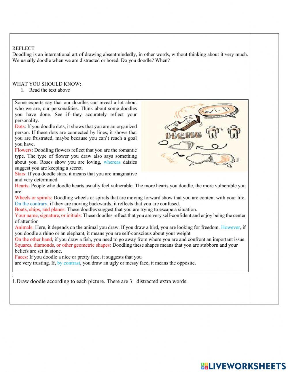 Doodles about your personality worksheet | Live Worksheets