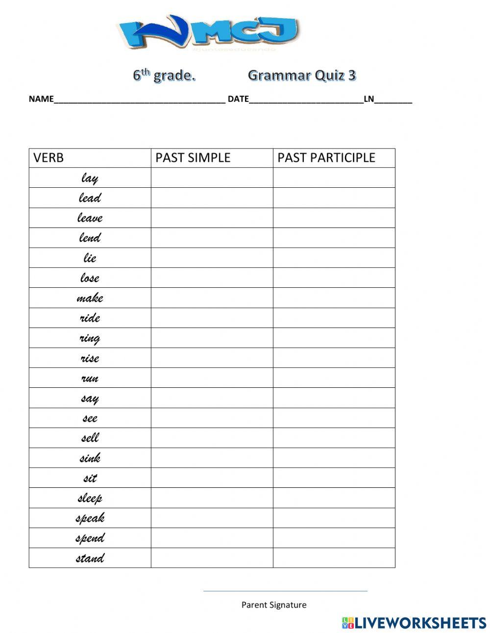 1639788 | Past and Past participle quiz | Vanessa