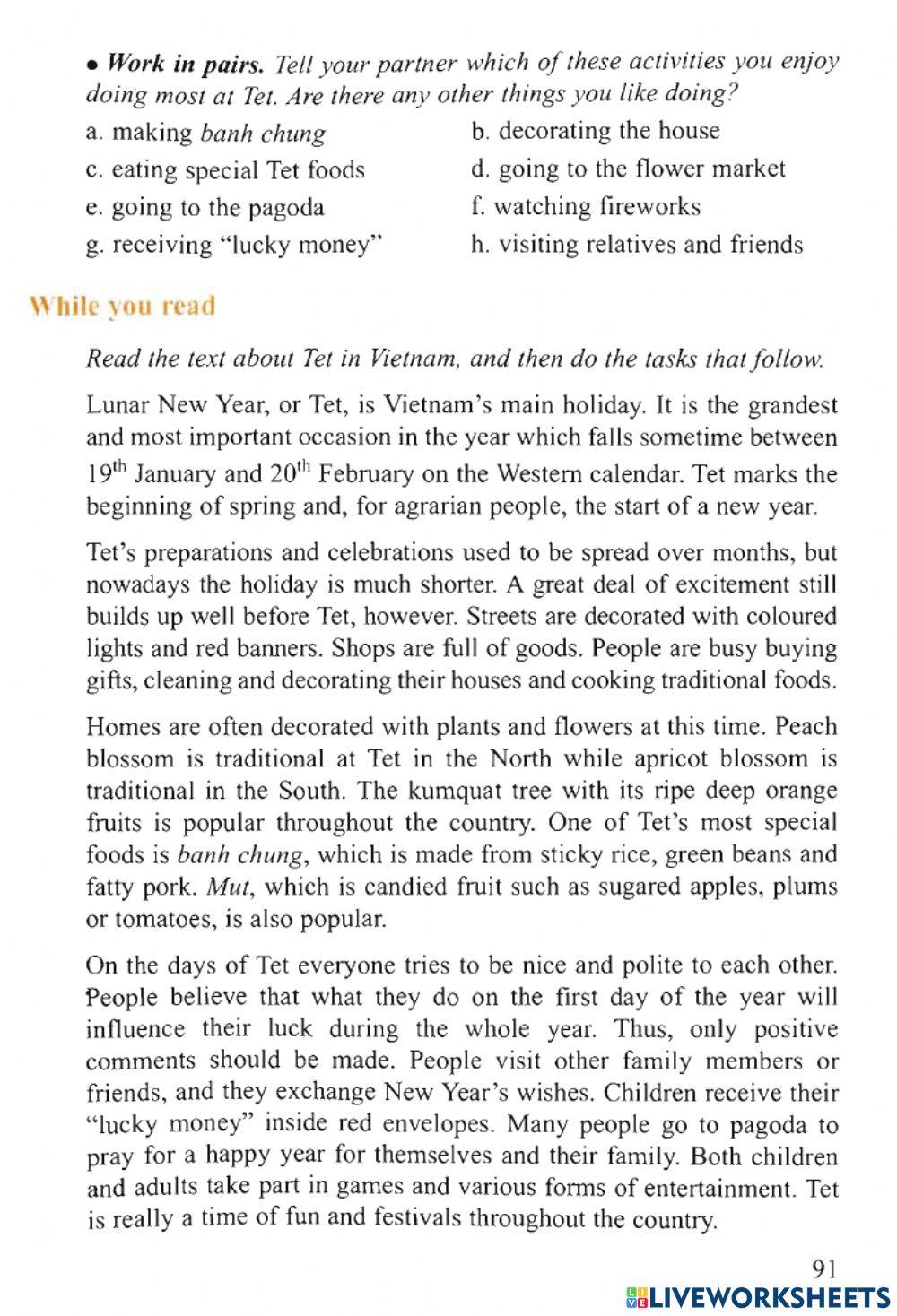 Reading Unit 8 interactive activity | Live Worksheets