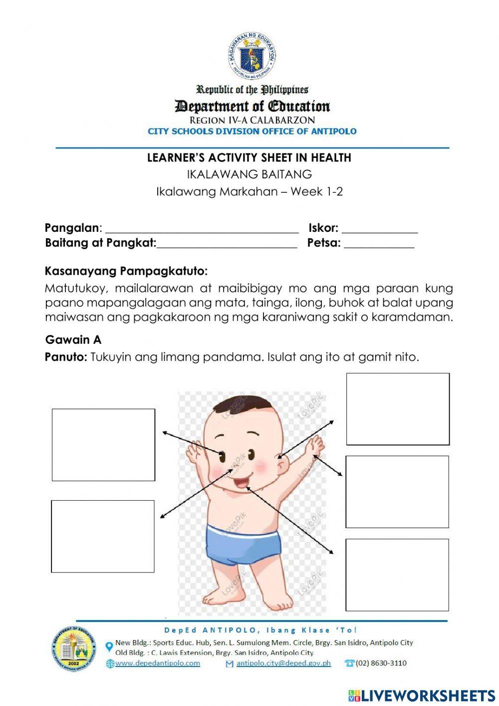 Q2,Health-Gr2-LAS-Week 1-2 worksheet | Live Worksheets
