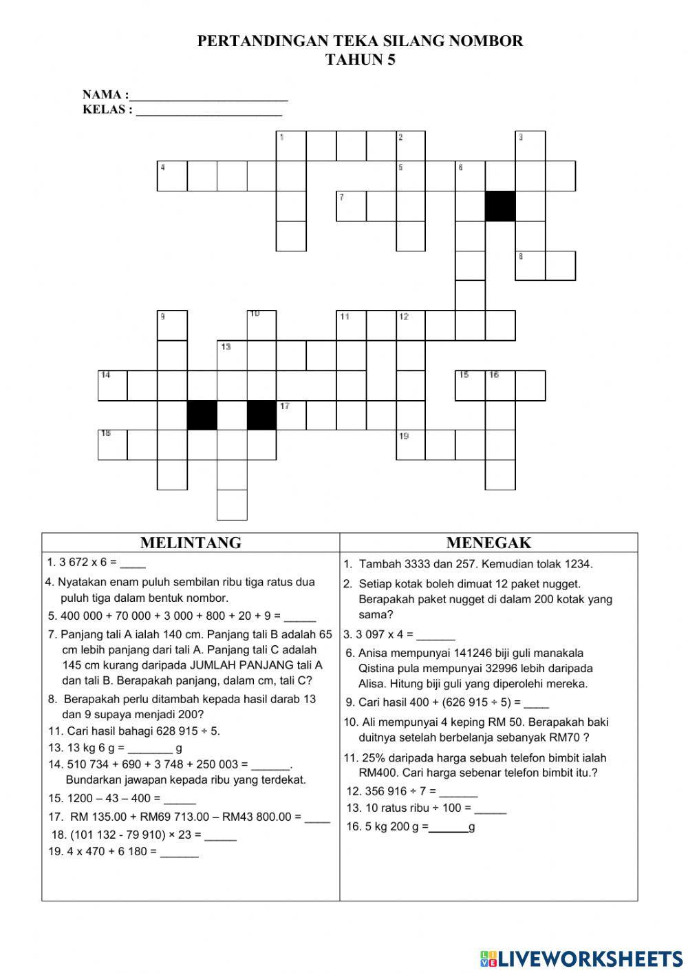 Kuiz interactive activity for 5 | Live Worksheets