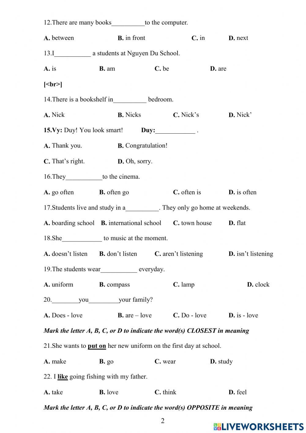 E6-1 nvt 21-22 worksheet | Live Worksheets
