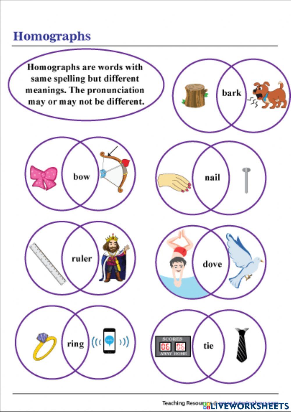 Homographs 3986909 | mbowm2 | LiveWorksheets