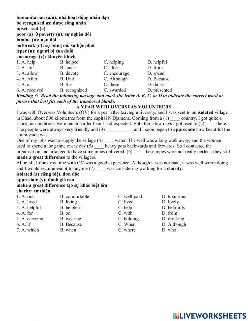 Reading grade 10 unit 4 1408 | superthaonguyen | Live