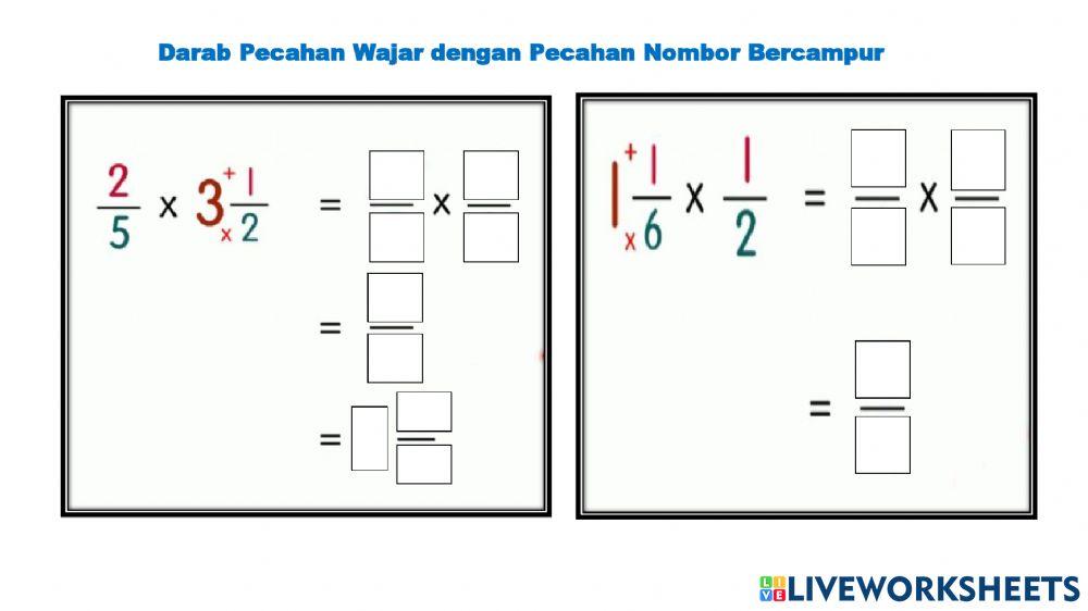 Darab Pecahan | Free Interactive Worksheets | 1640949