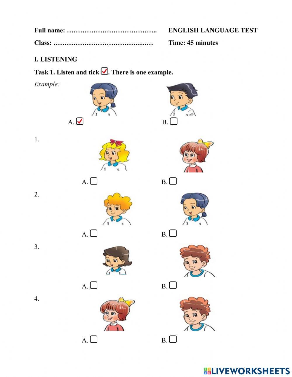 E3-Test 1 worksheet | Live Worksheets