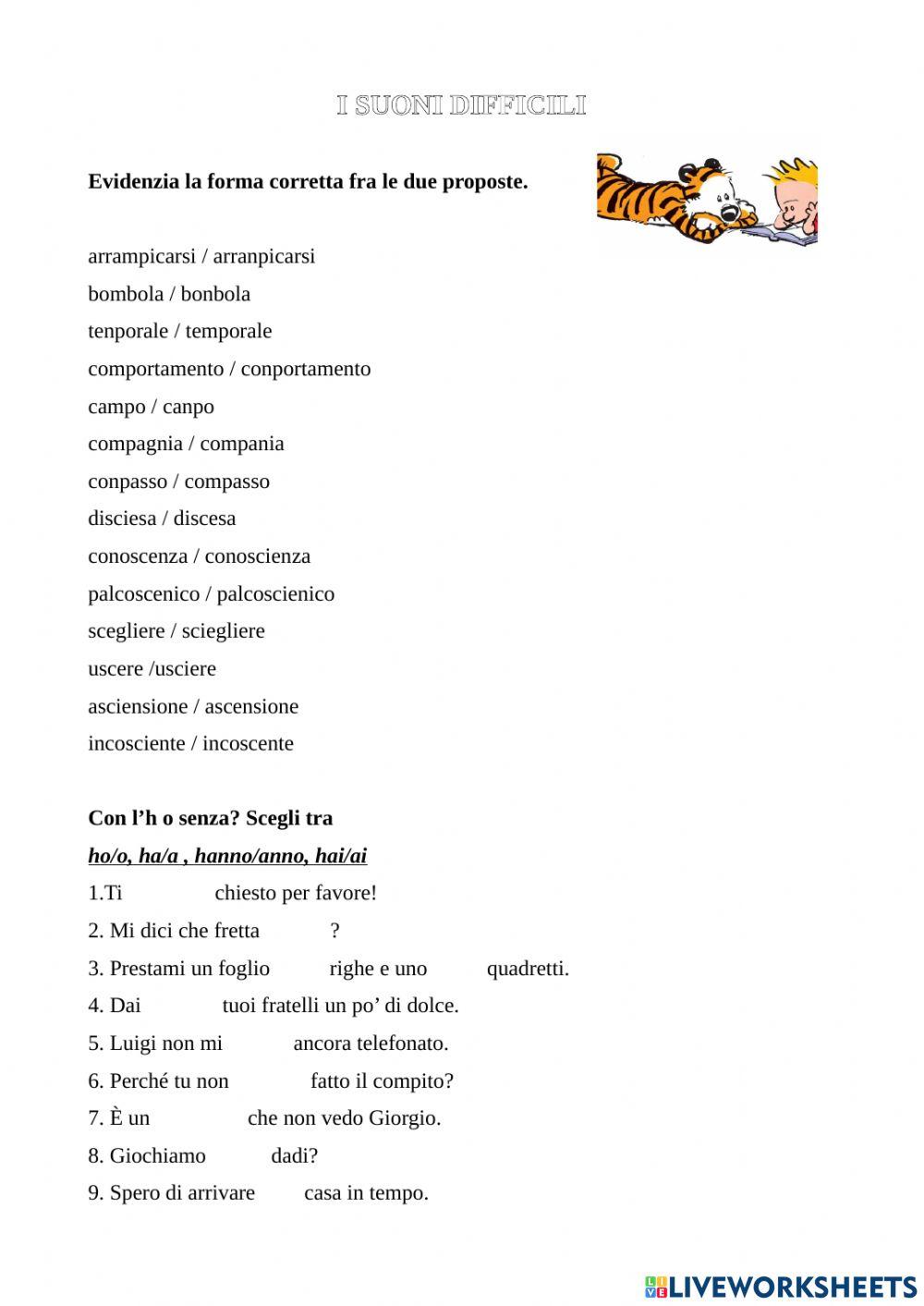 Suoni difficili online activity for prima media | Live Worksheets