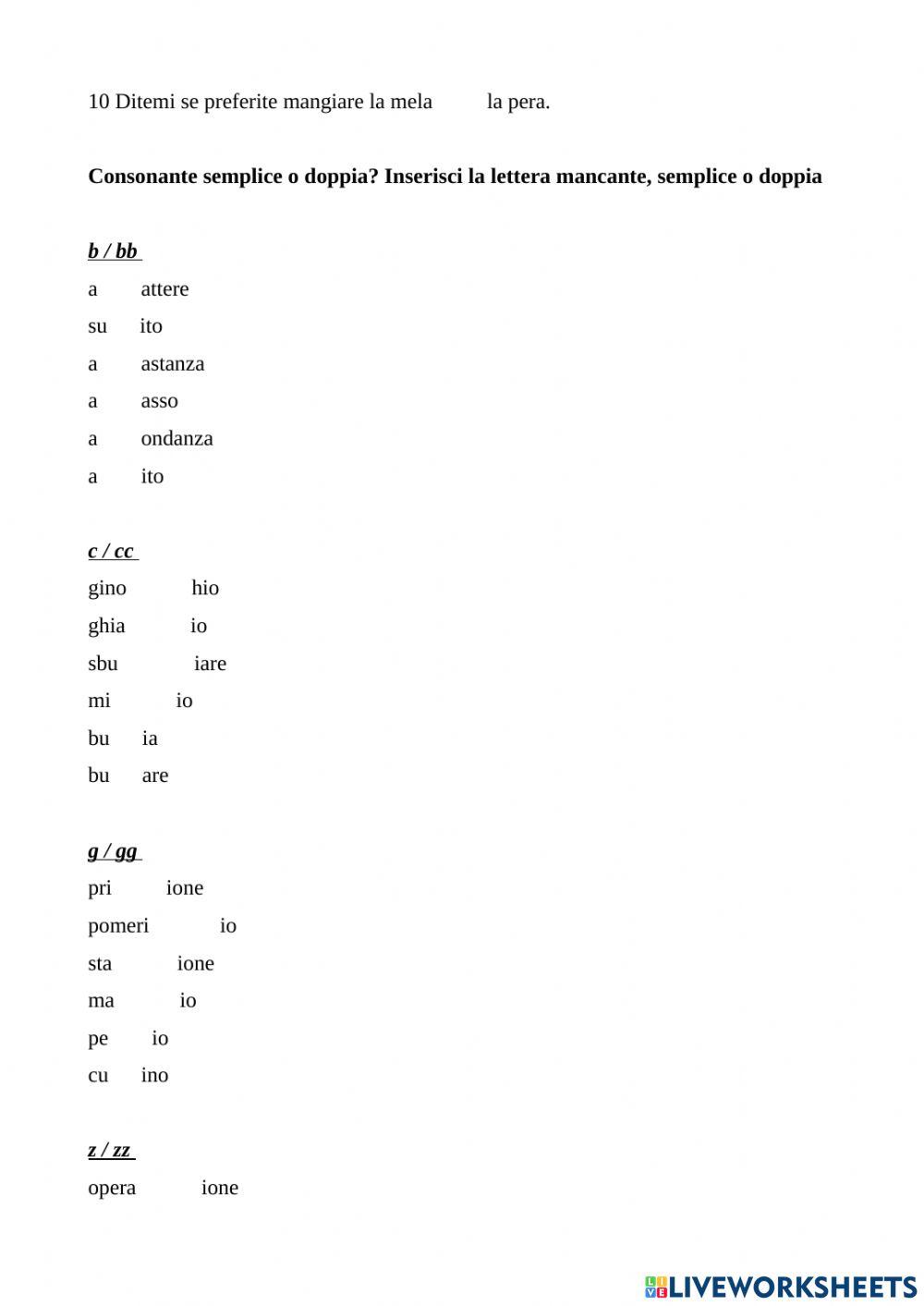 Suoni difficili online activity for prima media | Live Worksheets