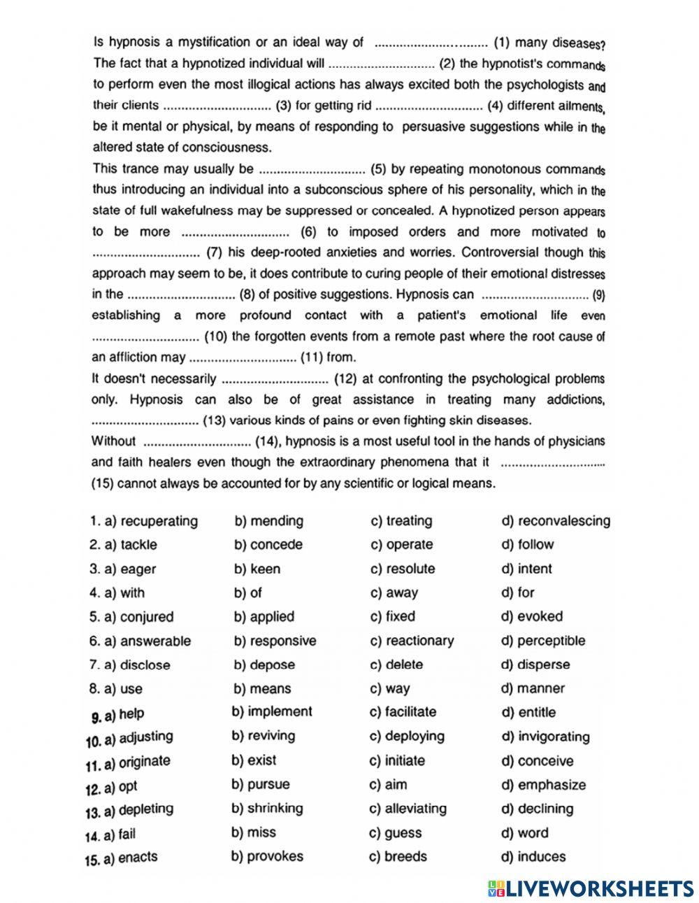 Mini test - collocation 1-4 worksheet | Live Worksheets