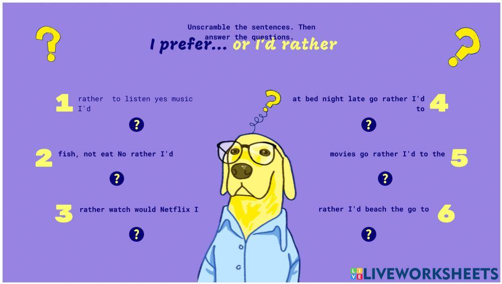 I'd rather ... … | Free Interactive Worksheets | 1642223