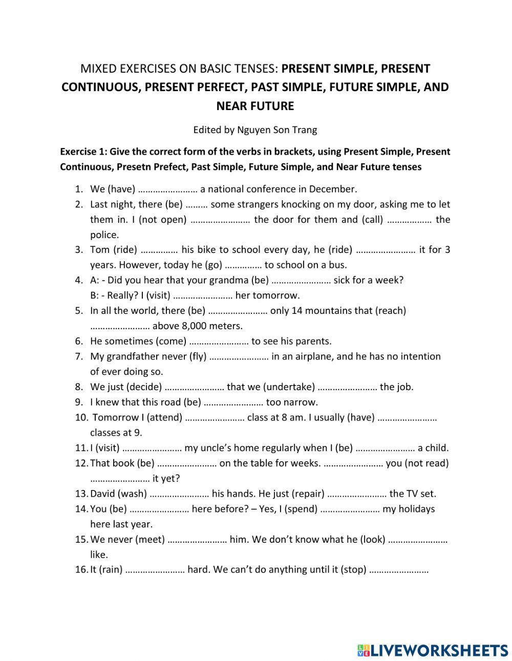 Mixed exercises… | Free Interactive Worksheets | 1642408