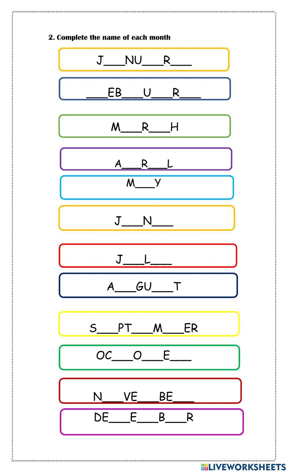 Months of the year online exercise for Grade 2nd-3rd | Live Worksheets