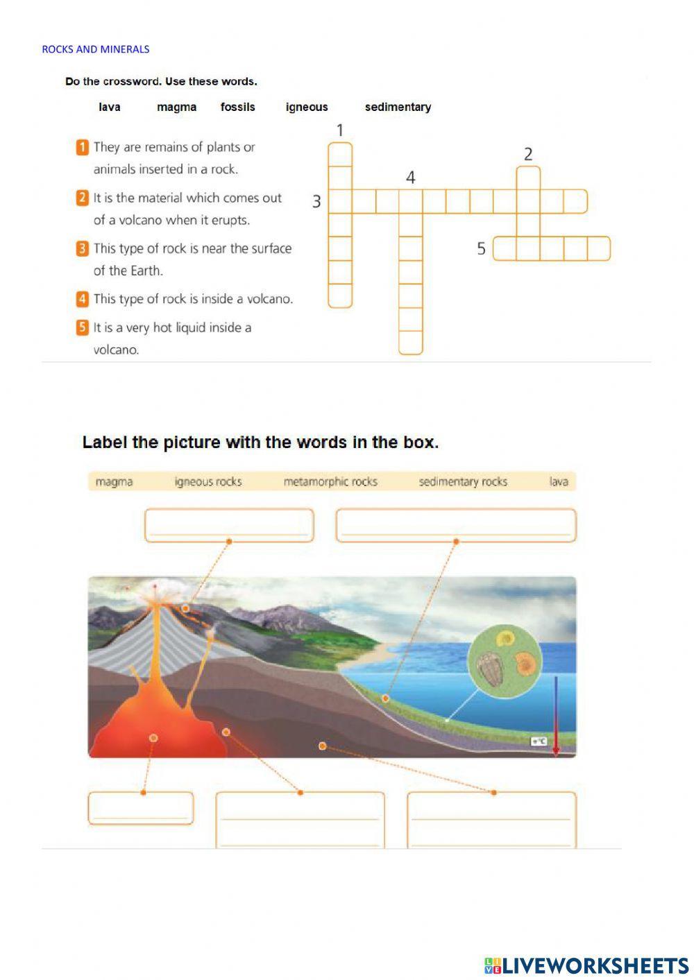 Rocks and miner… | Free Interactive Worksheets | 1642544