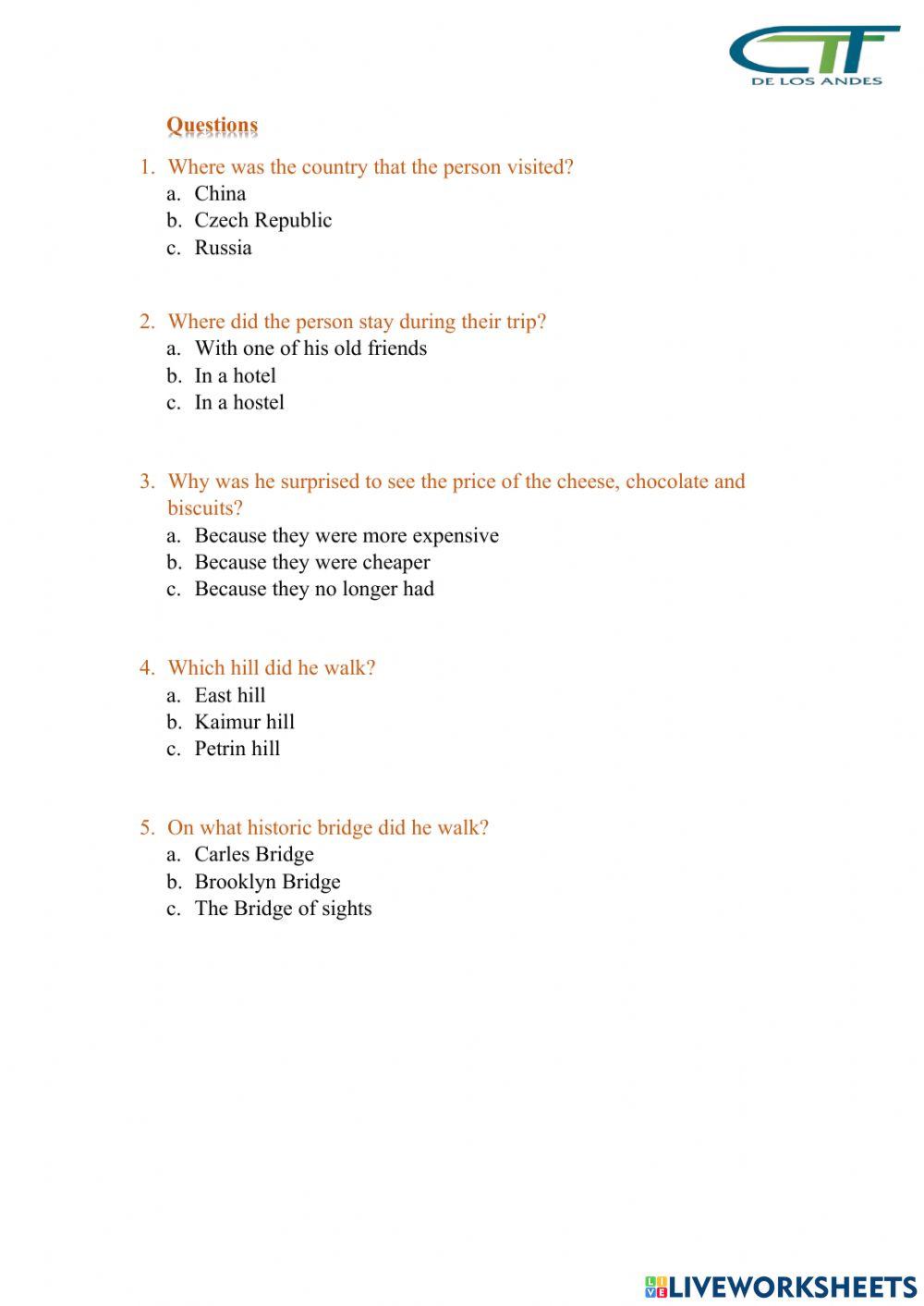 Reading online exercise for A1 | Live Worksheets