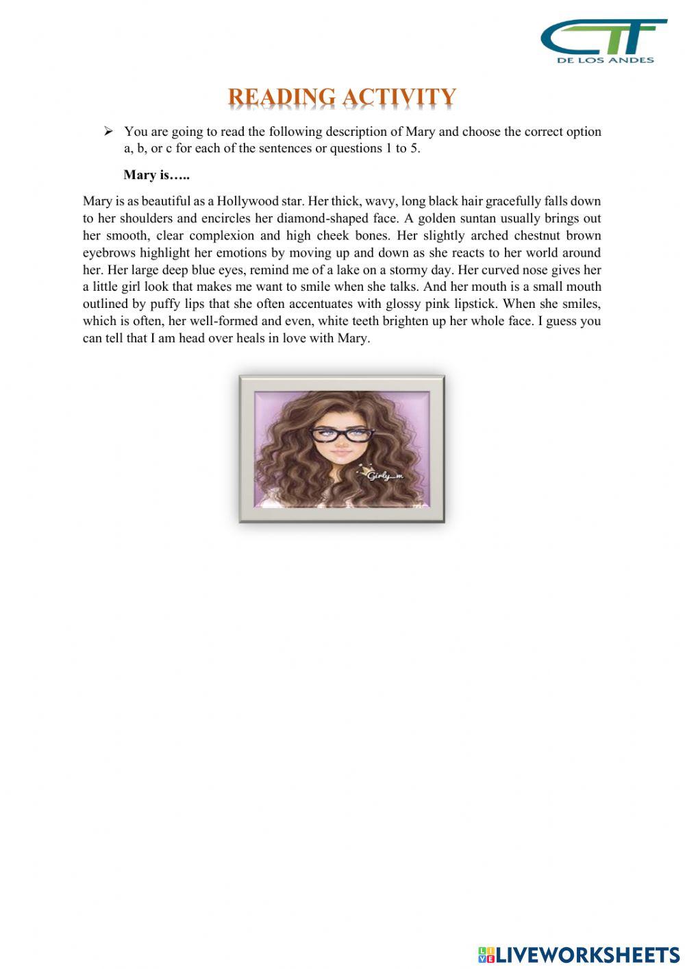 Reading online exercise for A1 | Live Worksheets