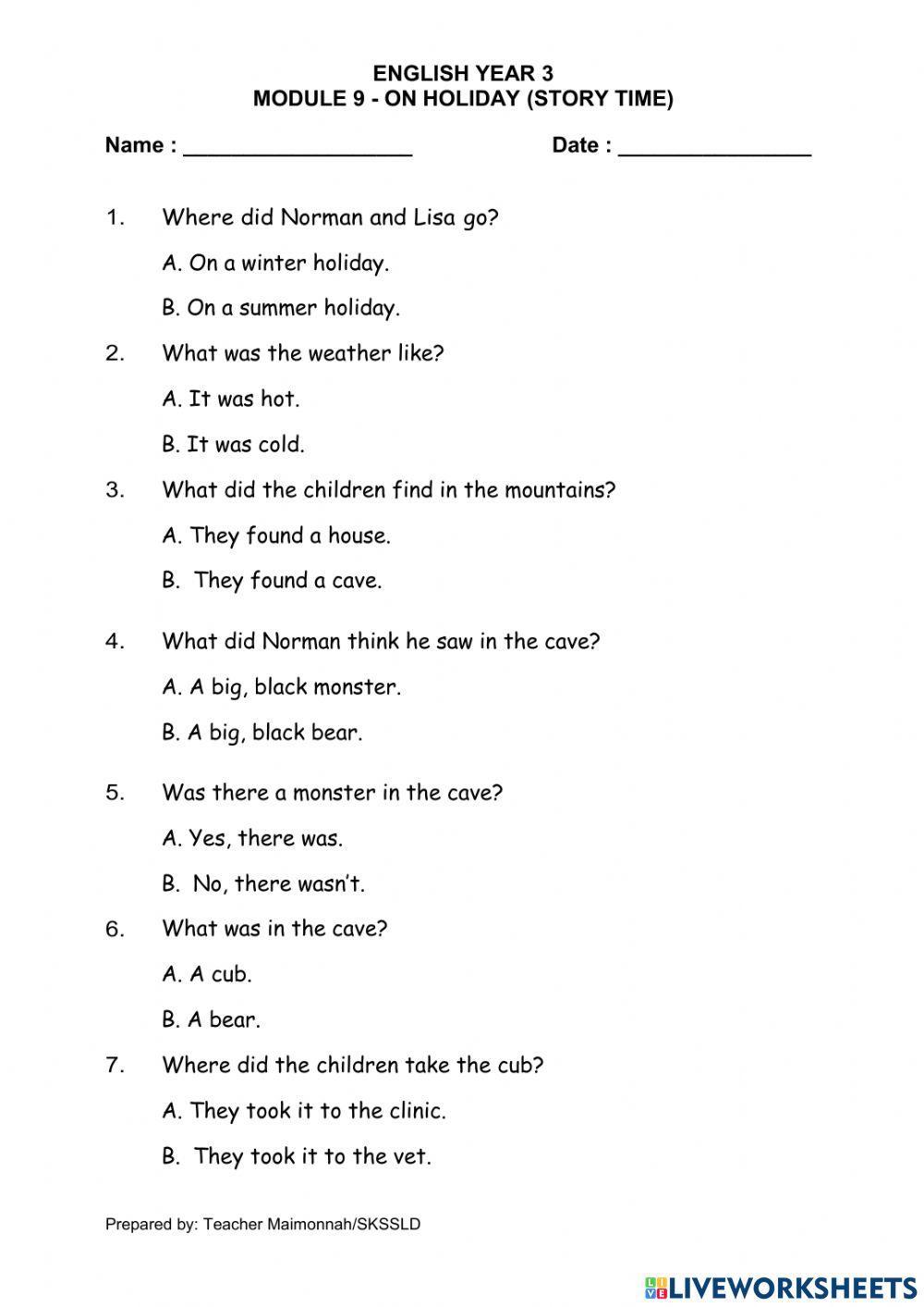 Year 3 Module 9 Story Time online exercise for | Live Worksheets