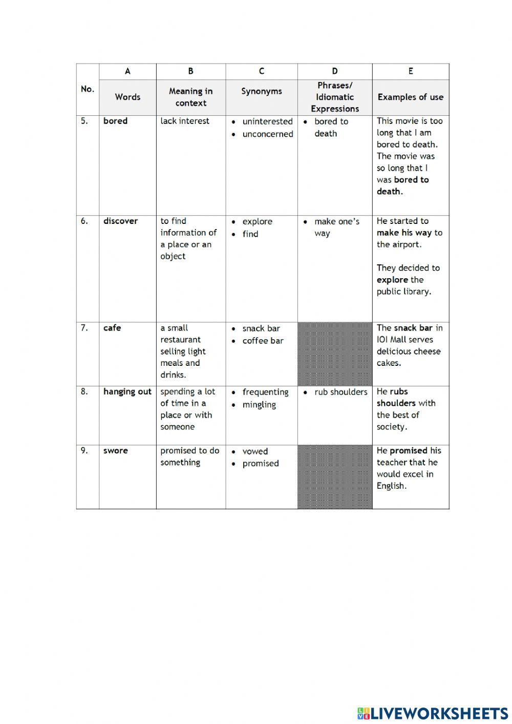 Narrative essay online worksheet | Live Worksheets