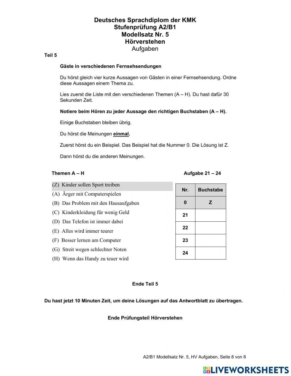HV DSD1 Nr.5 worksheet | Live Worksheets