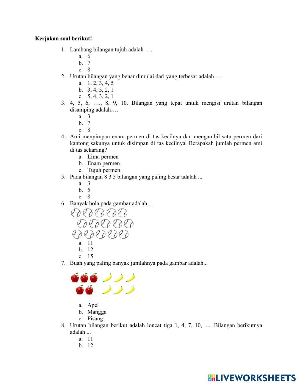 Soal interactive activity for 3 | Live Worksheets