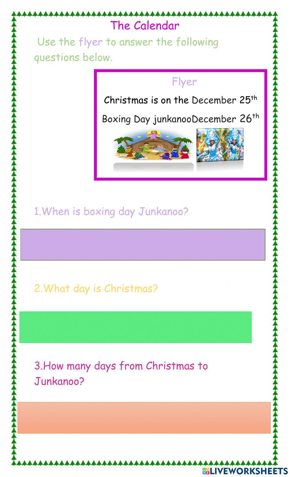 The calendar online exercise for | Live Worksheets