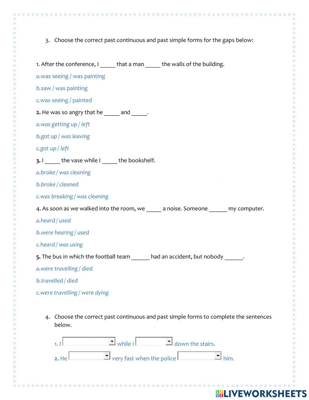 Past simple-cont | Free Interactive Worksheets | 1644381