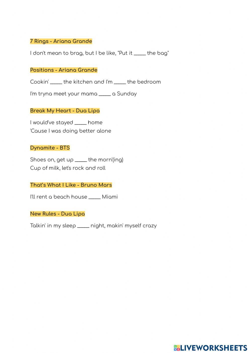 Prepositions of… | Free Interactive Worksheets | 1644321