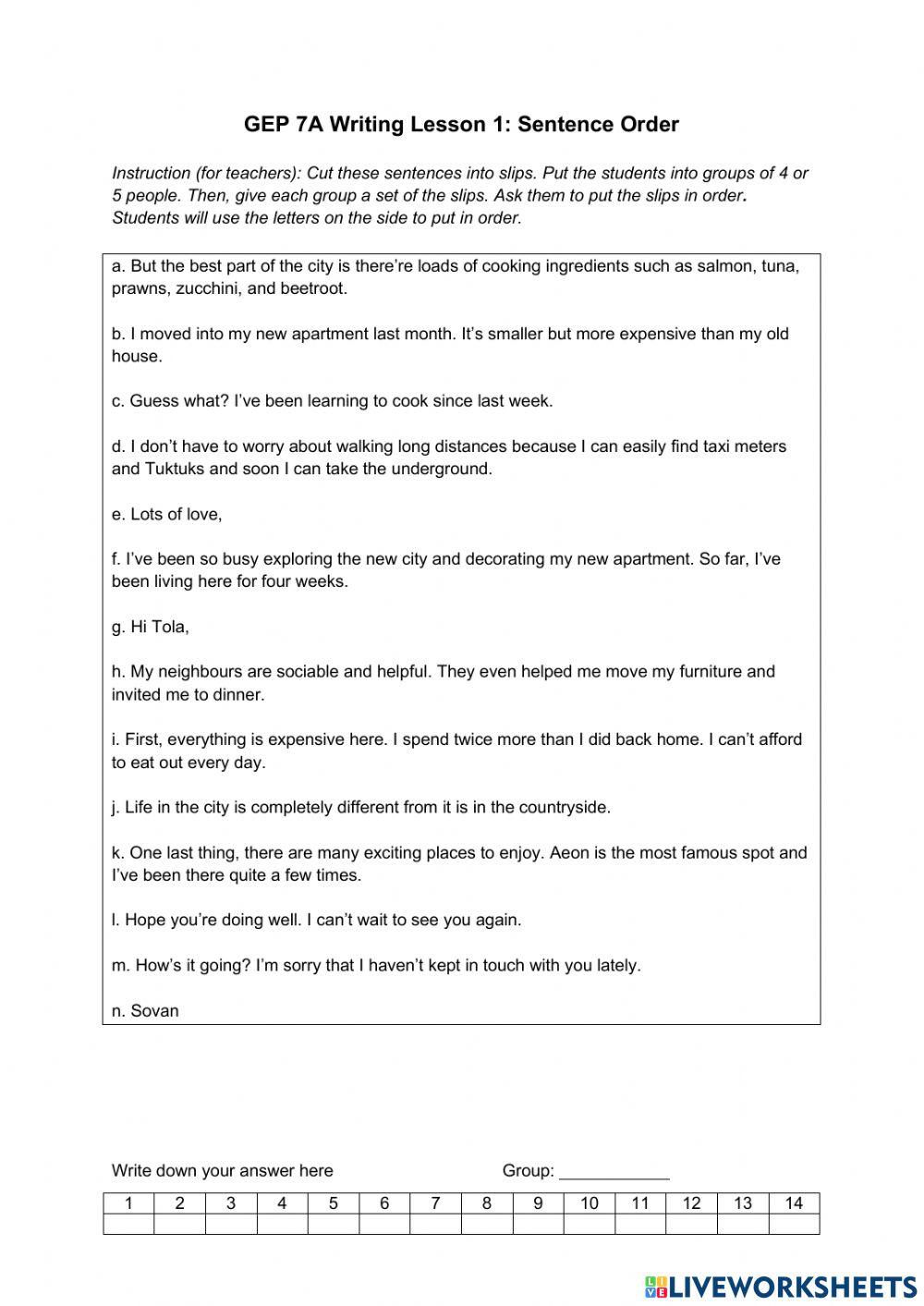 GEP 7A writing … | Free Interactive Worksheets | 1644574