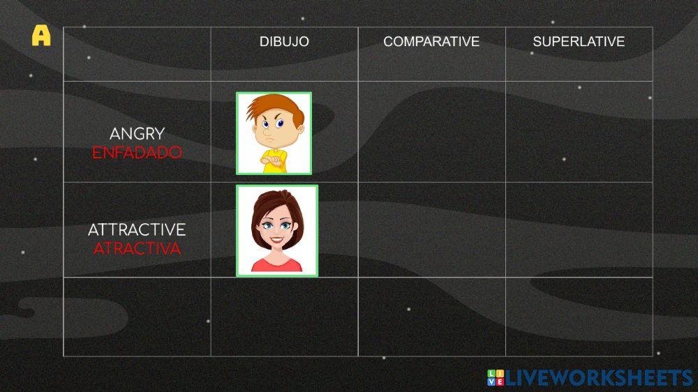 Adjetives free online worksheet | Live Worksheets