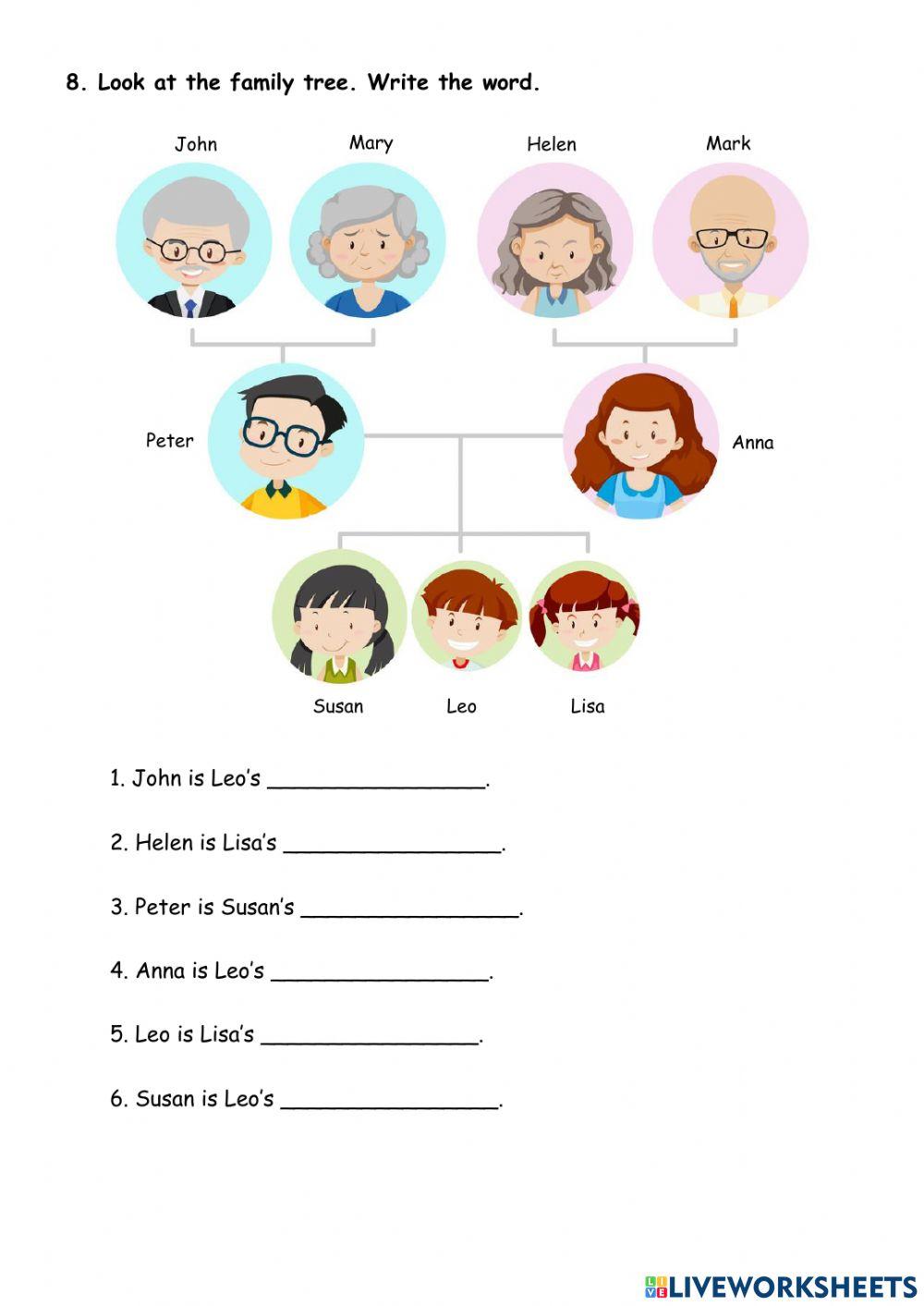 Test family worksheet | Live Worksheets
