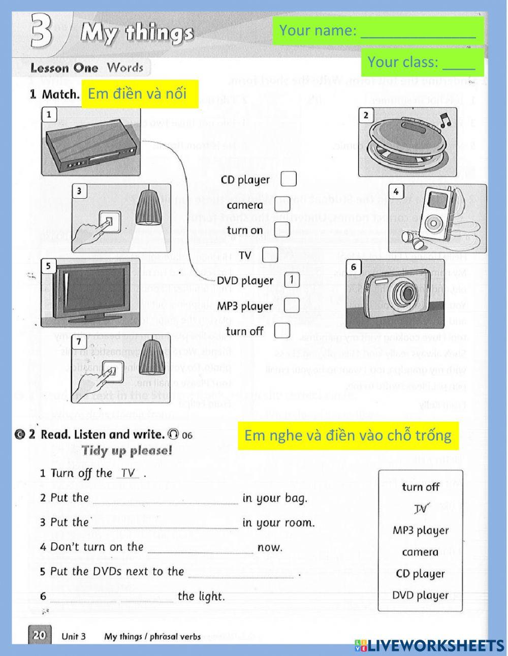 Unit 3 : My thi… | Free Interactive Worksheets | 4170593