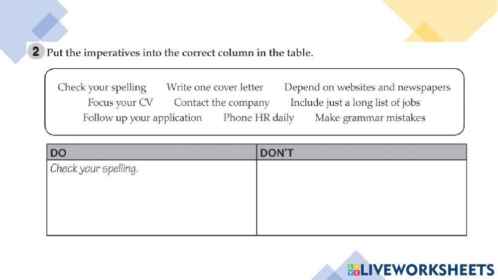 finding a job : do online exercise for | Live Worksheets
