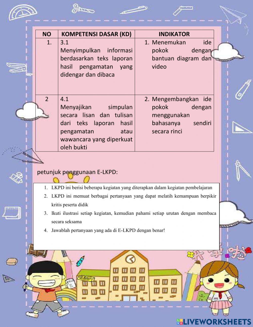 Kelas 6 tema 1 subtema2 worksheet | Live Worksheets