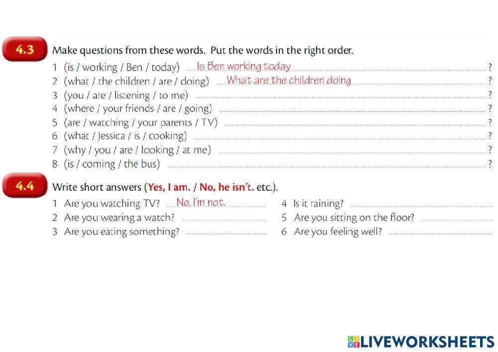 Unit 4 Present … | Free Interactive Worksheets | 6787596