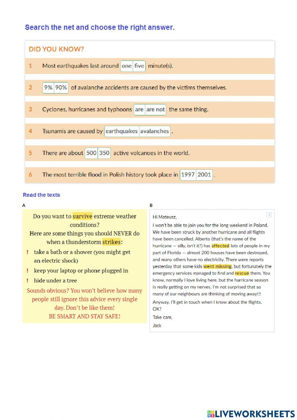 Unit 7 Reading And Vocabulary Worksheet | Live Worksheets