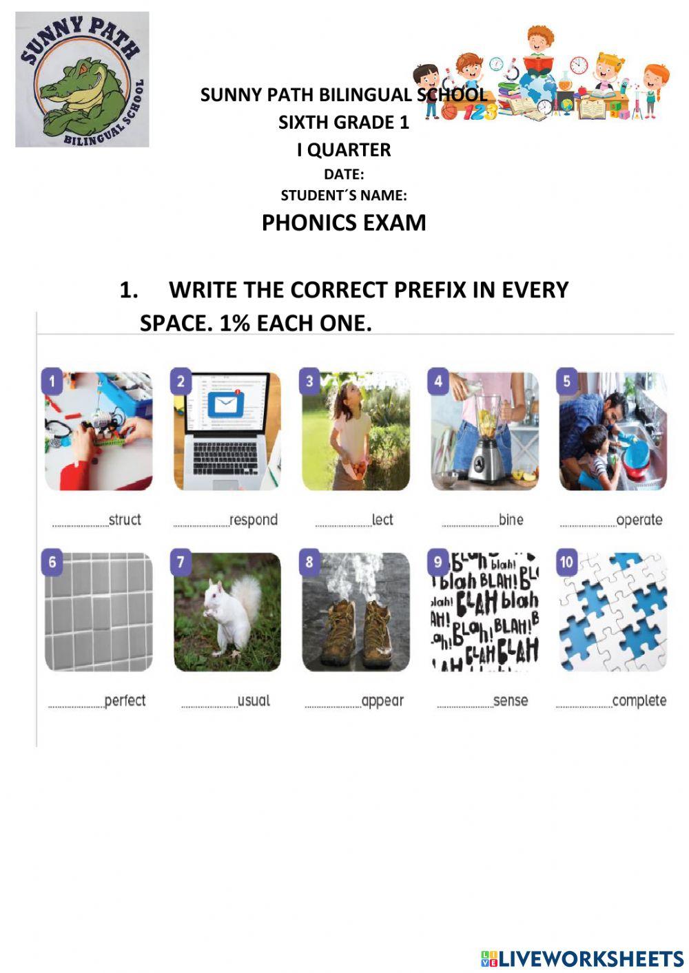 Phonics online exercise for 6 | Live Worksheets