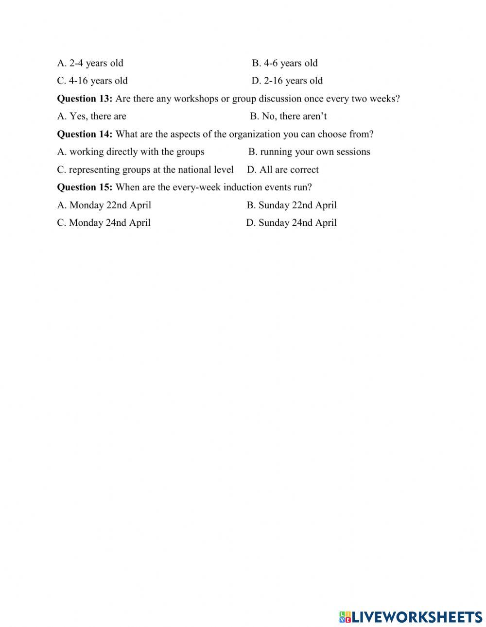 Unit 4. Reading | Free Interactive Worksheets | 1645621
