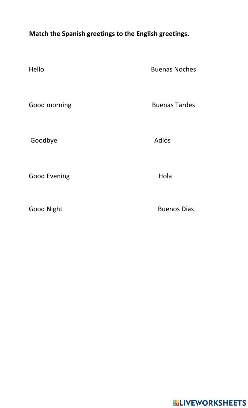 Greetings | KNCP | Live Worksheets