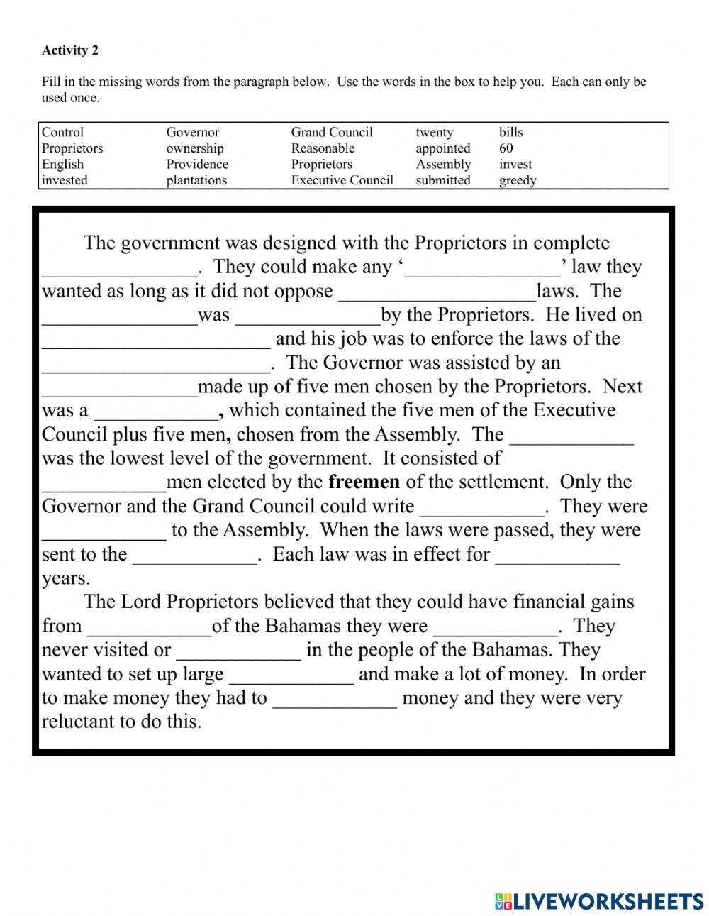 Proprietary Gov… | Free Interactive Worksheets | 1645791