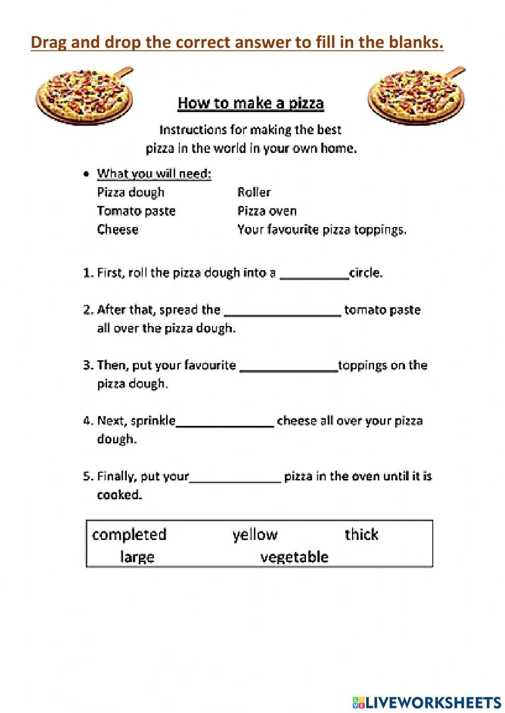 1646171 | Making a pizza | teacher4920 | LiveWorksheets