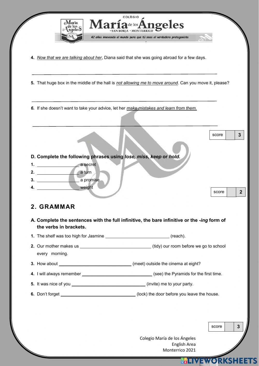 English exam online pdf worksheet | Live Worksheets