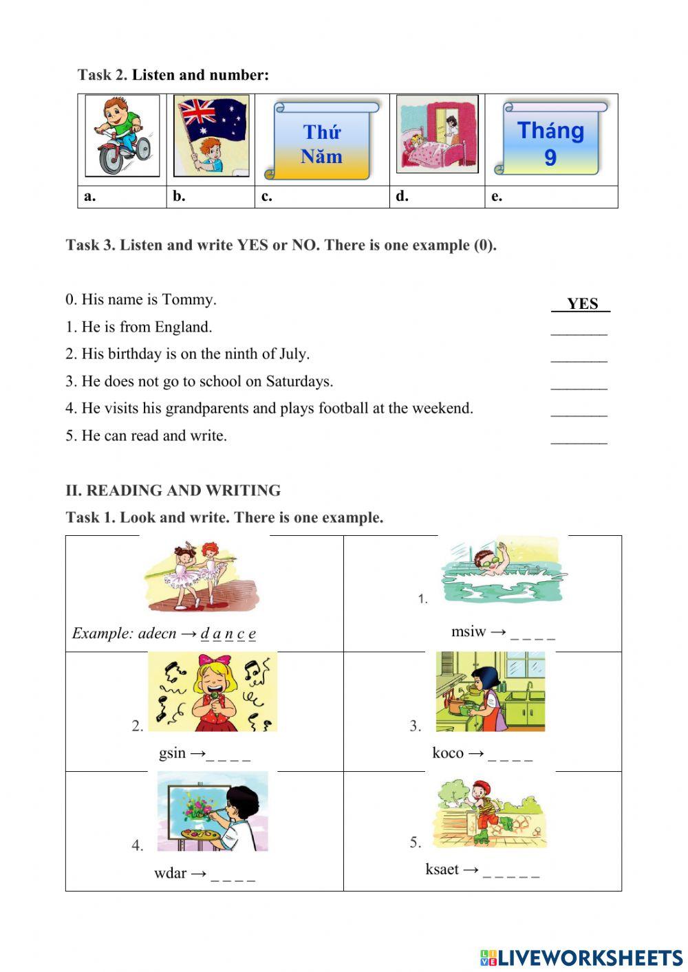 English Test K4 1646433 | thuha123 | Live Worksheets