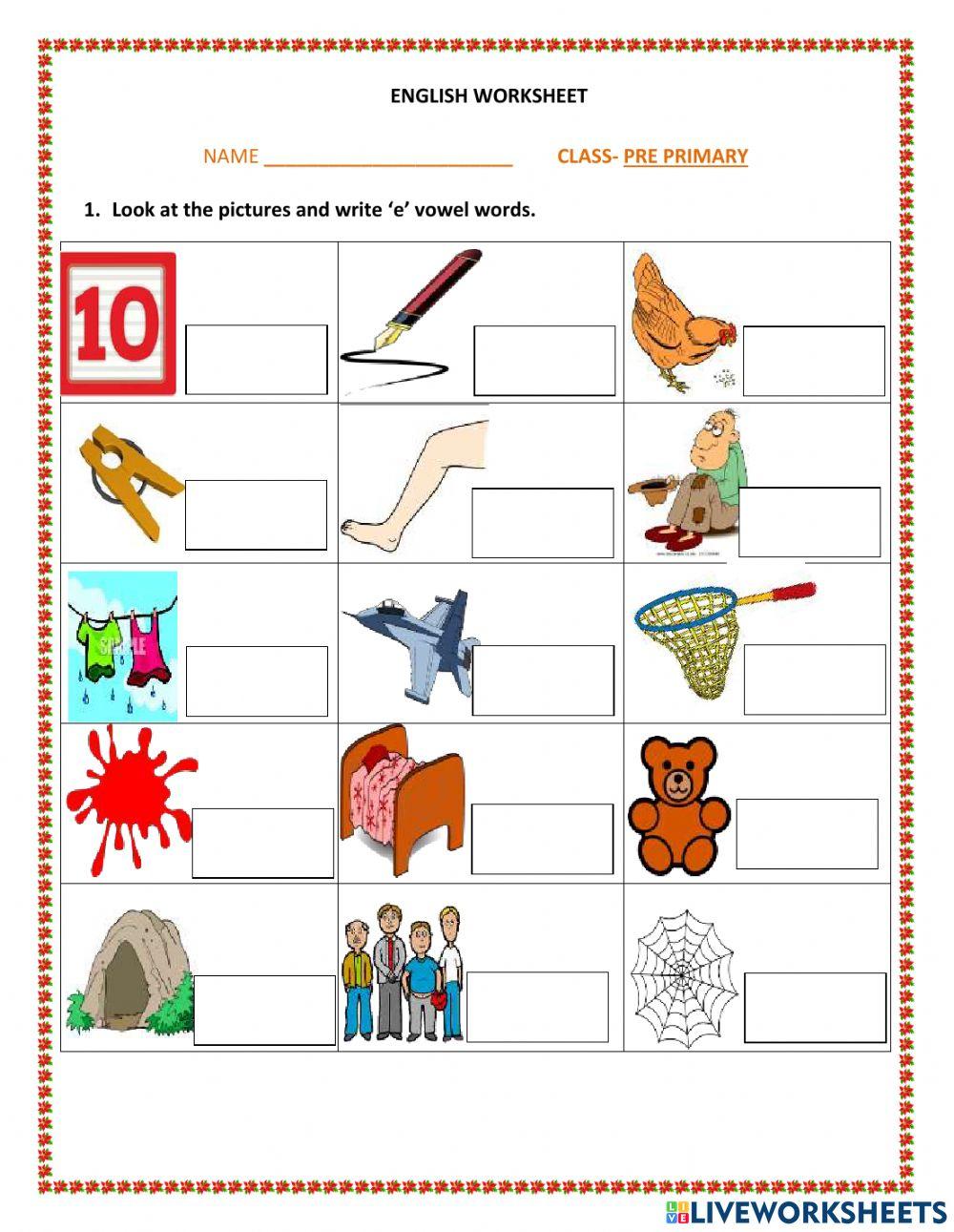 e vowel words online exercise for | Live Worksheets