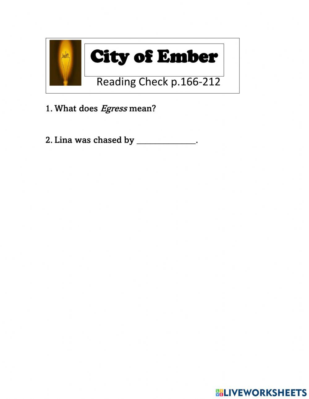 Embers Reading Check p.166-212 worksheet | Live Worksheets