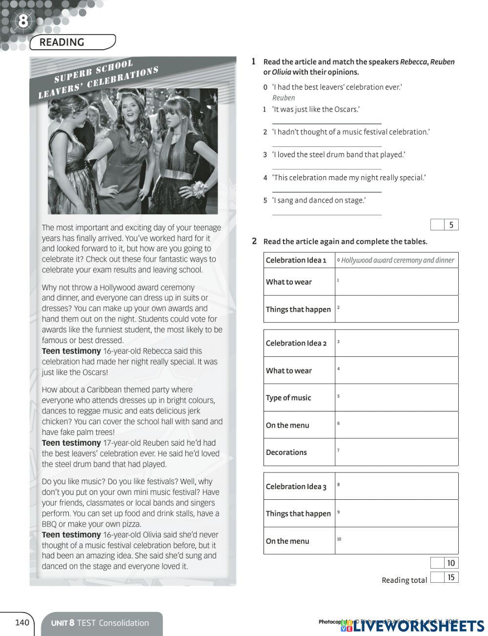 ACHIEVERS B1 TEST 8 online exercise for | Live Worksheets