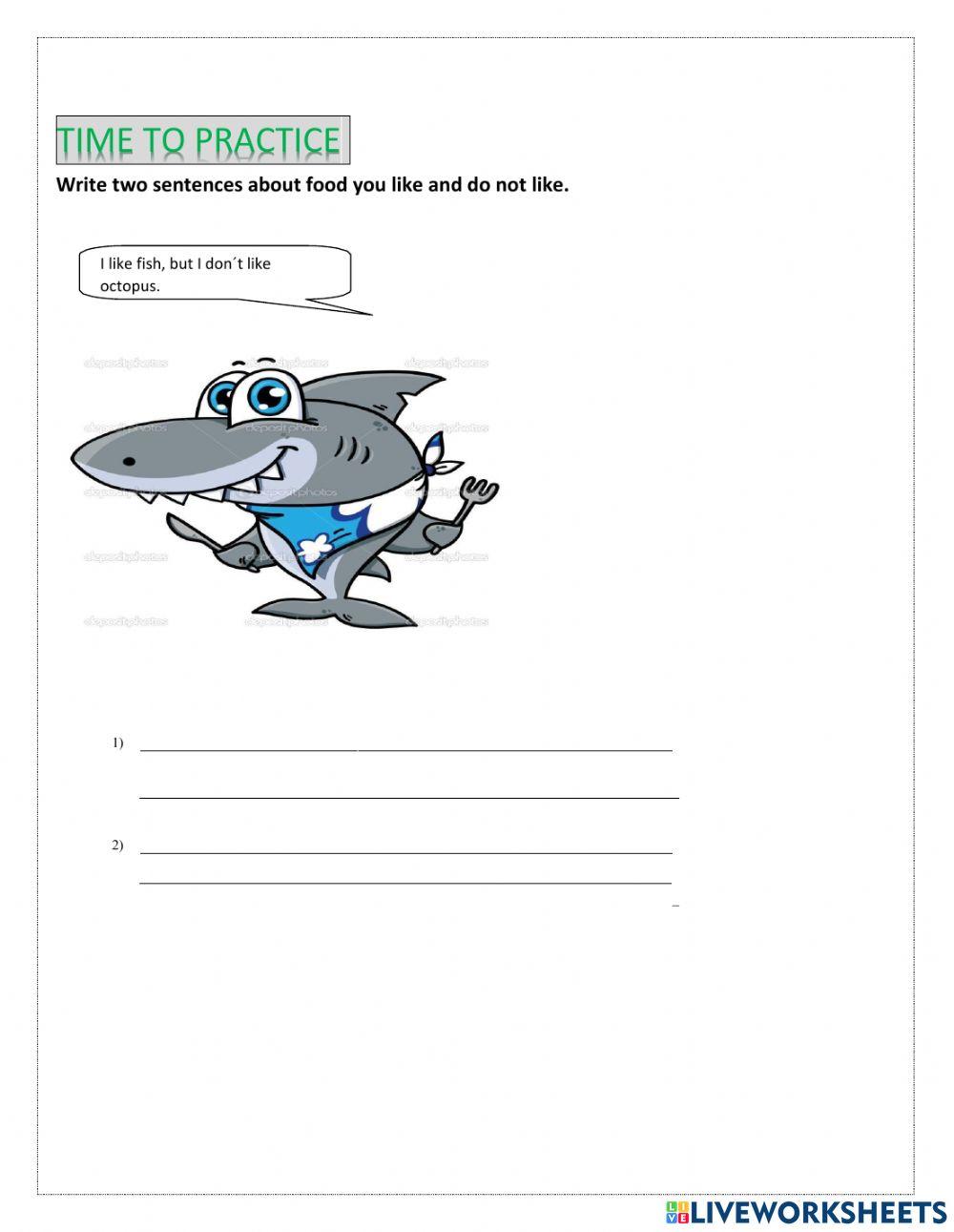Food like and dislike worksheet | Live Worksheets