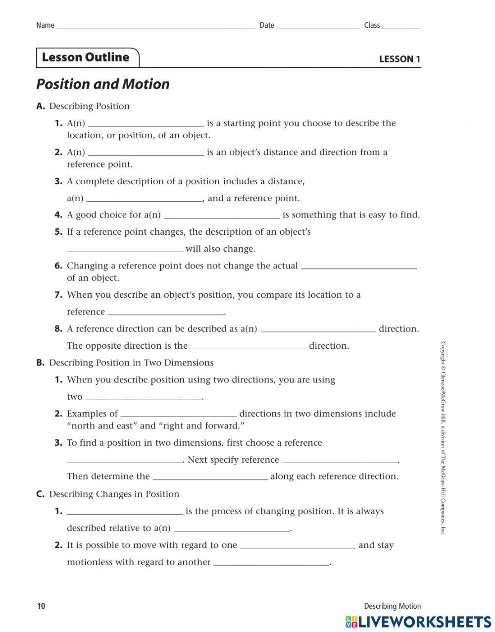 Position and Motion online exercise for | Live Worksheets
